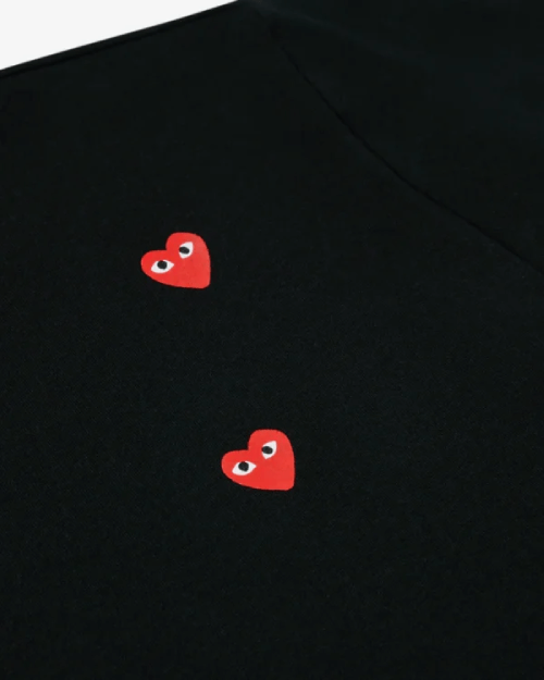 CDG Play Multi Red Heart Logo T-Shirt Black - Comme Des Garcons UK