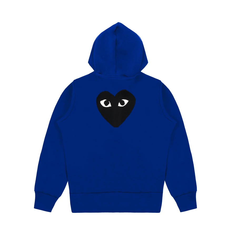 Blue CDG Hoodie Zip up With Large Heart - Comme Des Garcons UK